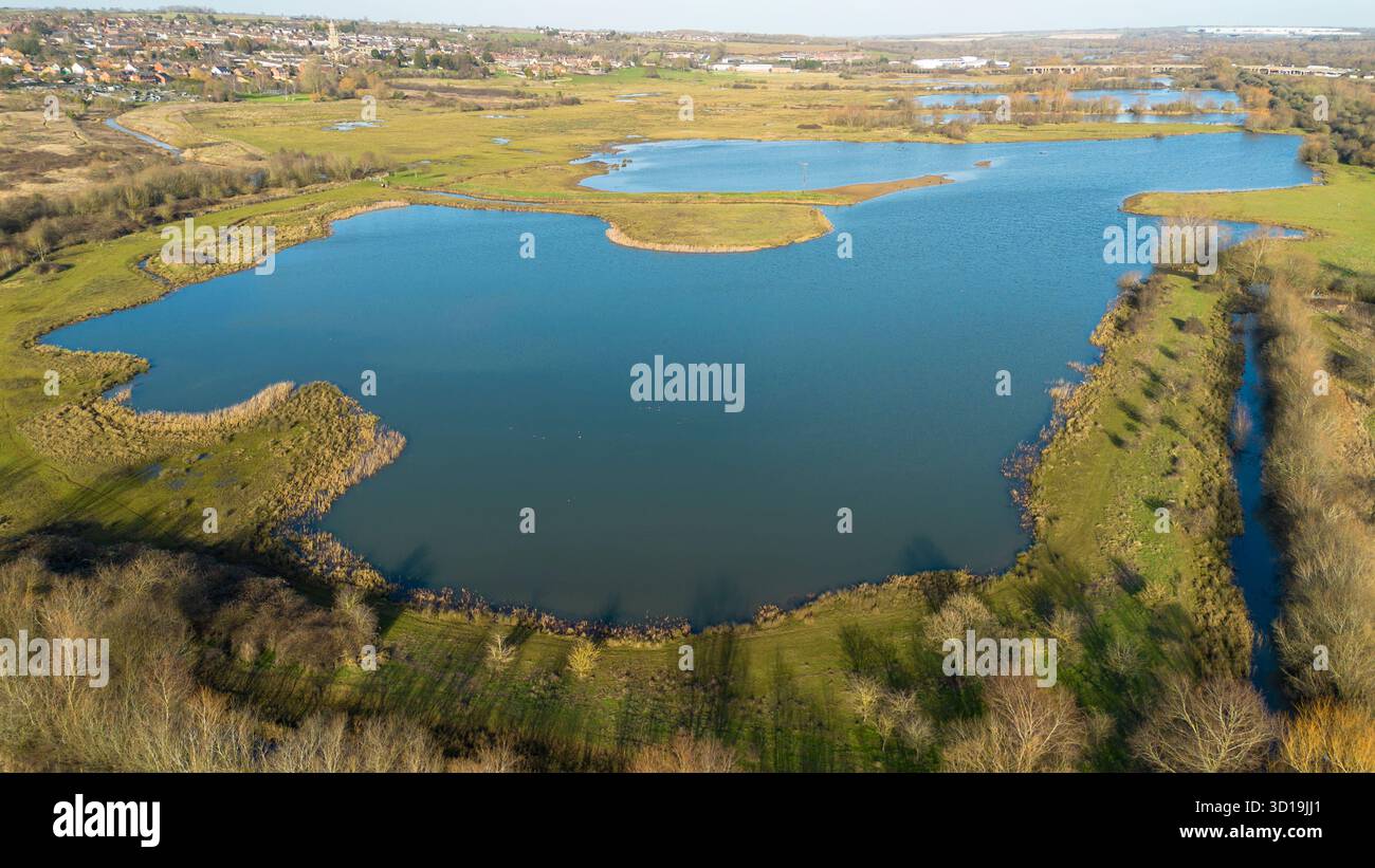 Drone aerial image of Irthlingborough Lakes and Meadows nature reserve ...