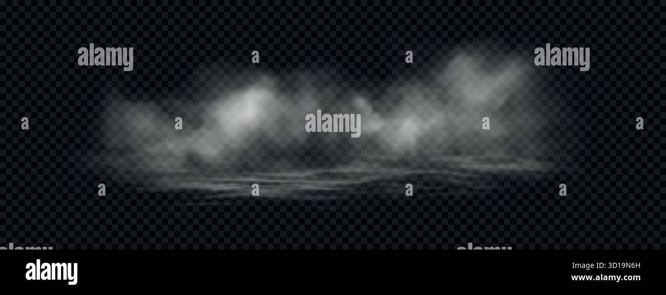 Realistic fog, mist, vapor isolated on transparent background Stock ...