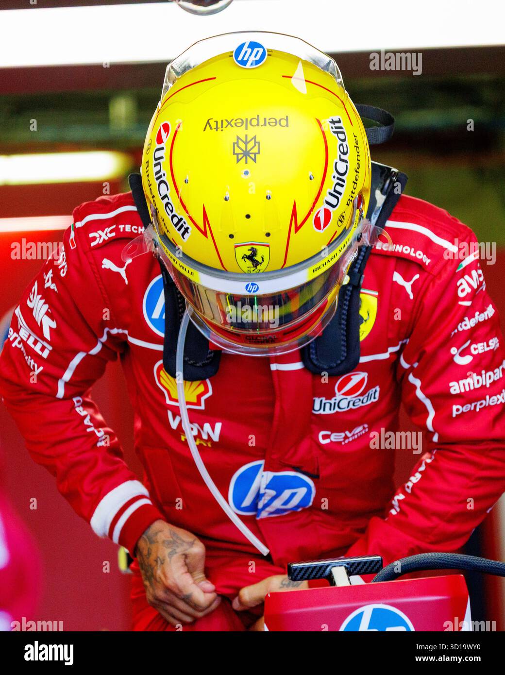 Lewis Hamilton of Great Britain and Scuderia Ferrari HP enters the ...