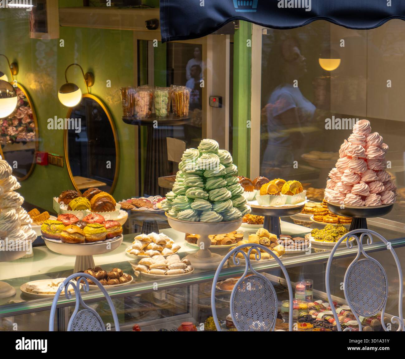 Istanbul, Turkey - August 1, 2025: Meringues, cookies, cakes and ...