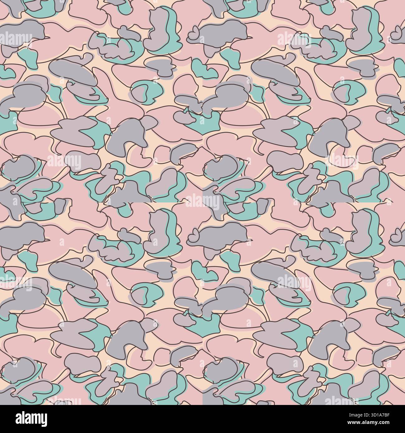 Pastel Camouflage Seamless Pattern in Pink abstract background. Modern ...