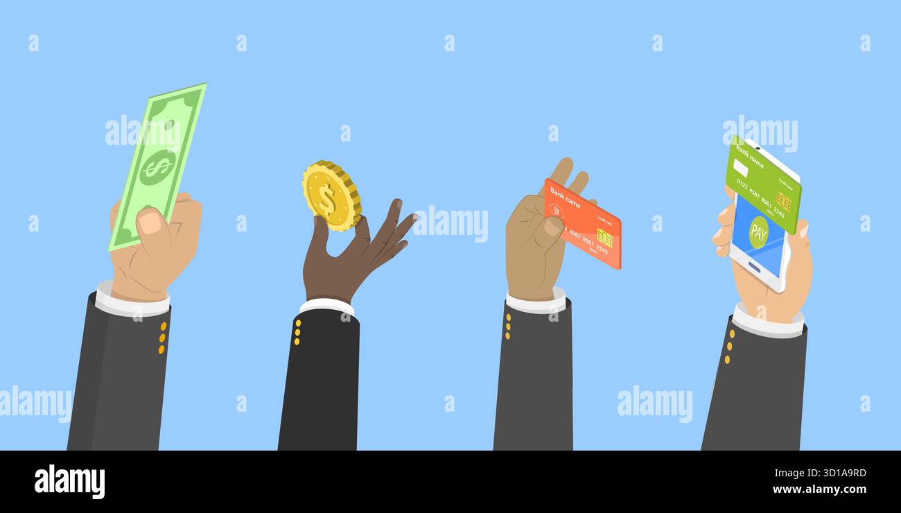 3D Isometric Flat Illustration of Different Types Of Business Payments ...