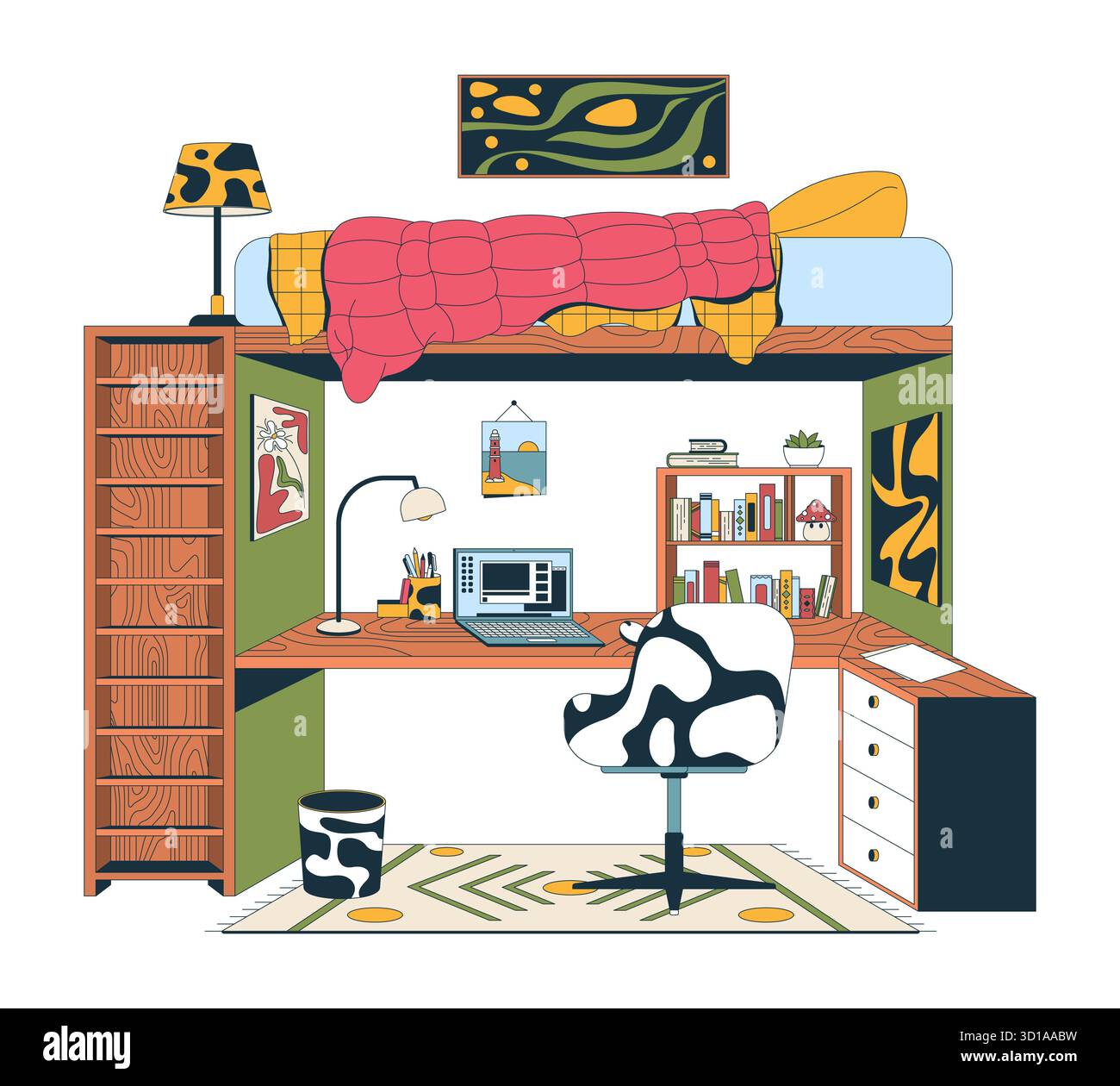 Loft apartment bed Cut Out Stock Images & Pictures - Alamy