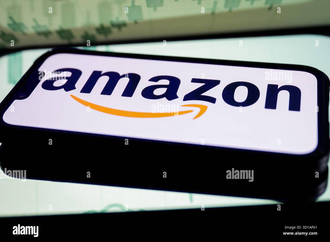 October 24, 2025, Poland: In this photo illustration, an Amazon logo ...