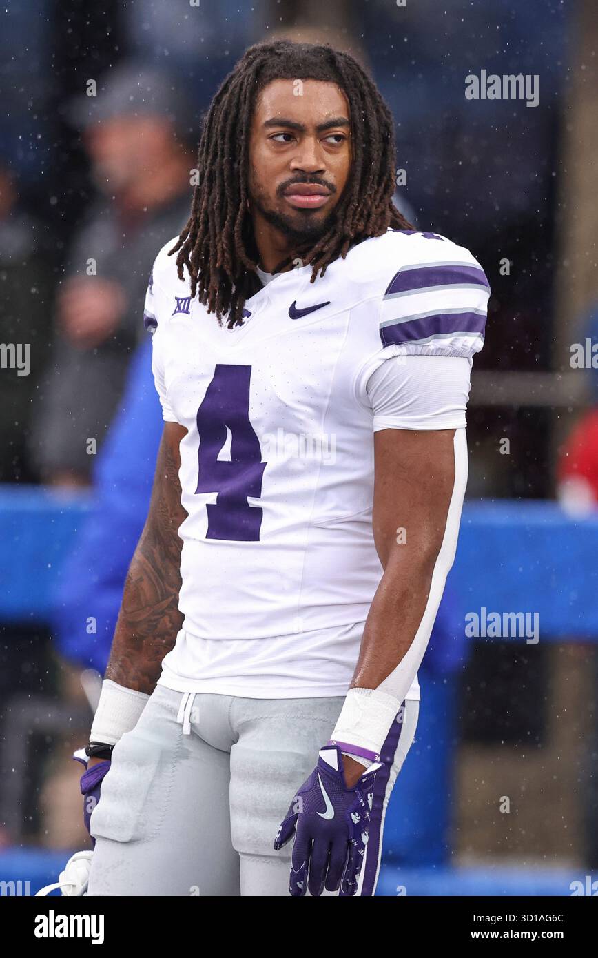 LAWRENCE, KS - OCTOBER 25: Kansas State Wildcats safety Daniel Cobbs (4 ...