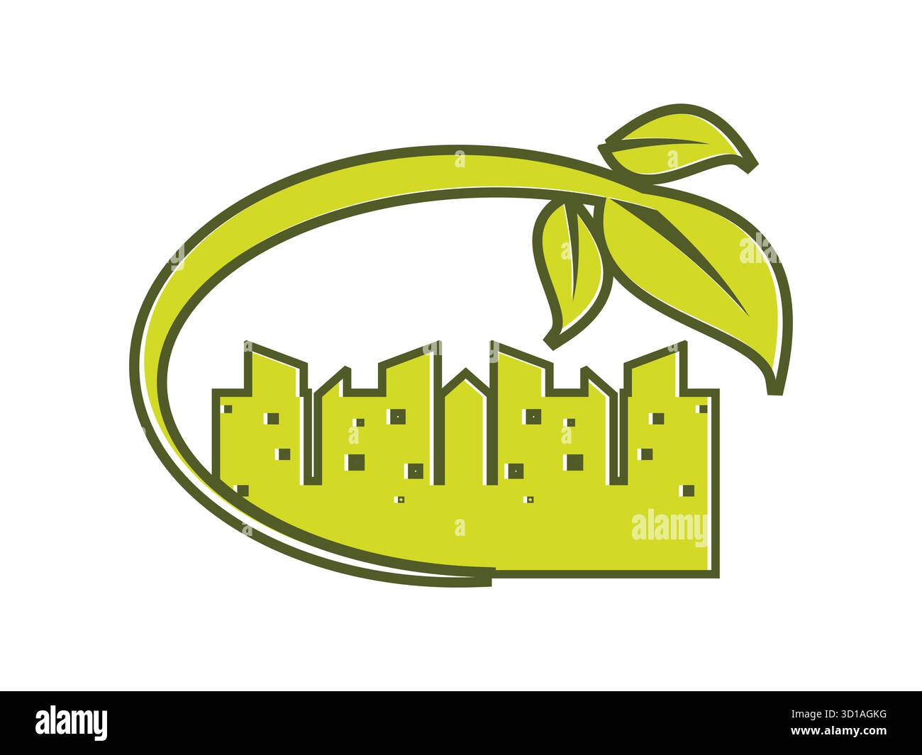 Modern leaf city icon combining nature and urban elements. Perfect for ...