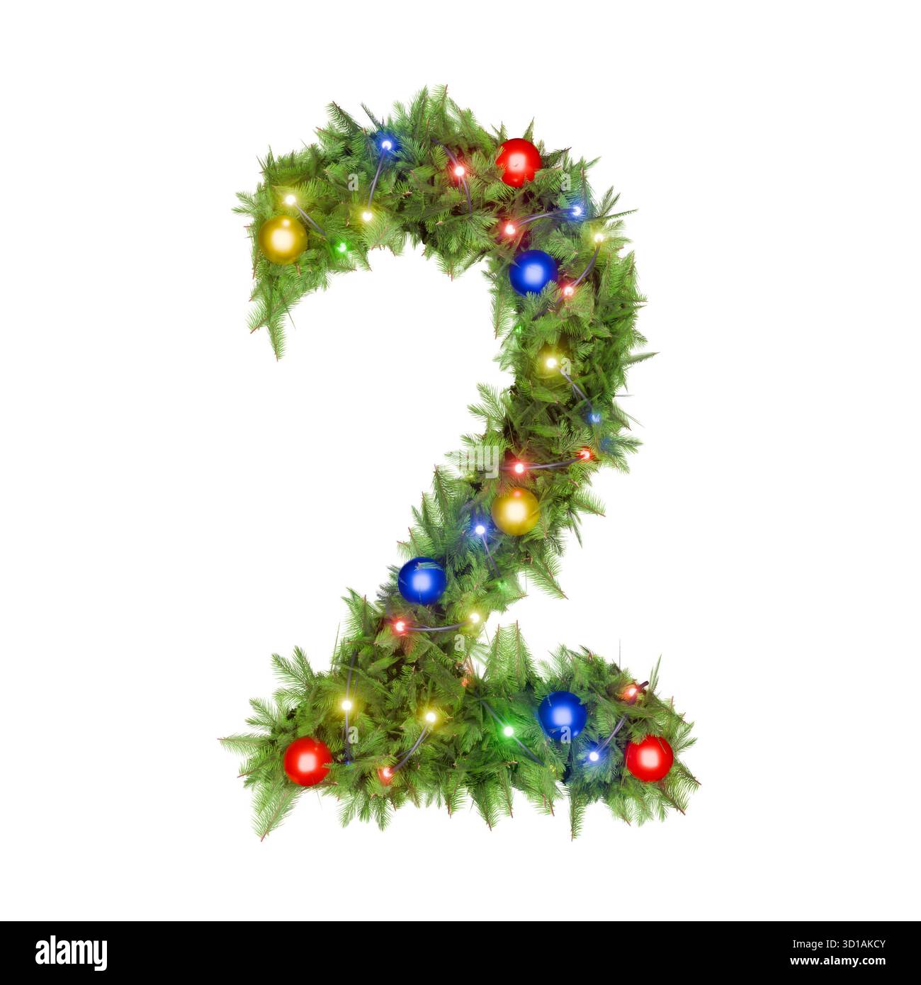 Number 2 shines brightly amidst Christmas lights Stock Photo - Alamy