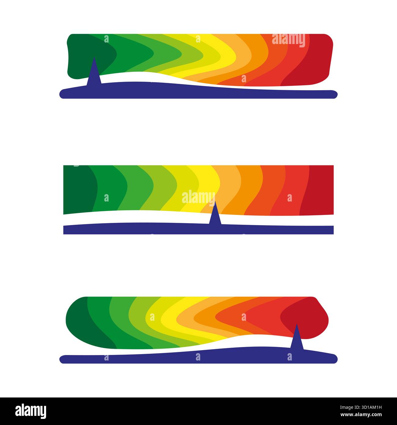 Horizontal gradient bars. Vivid rainbow colors. Blue dividing lines ...