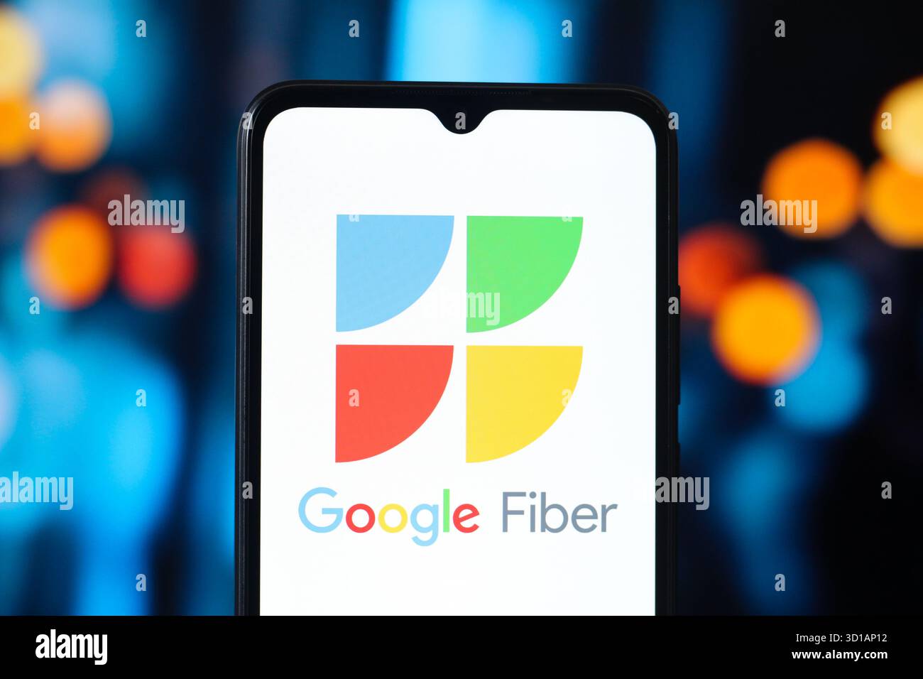 In this photo illustration, the Google Fiber logo is seen displayed on ...