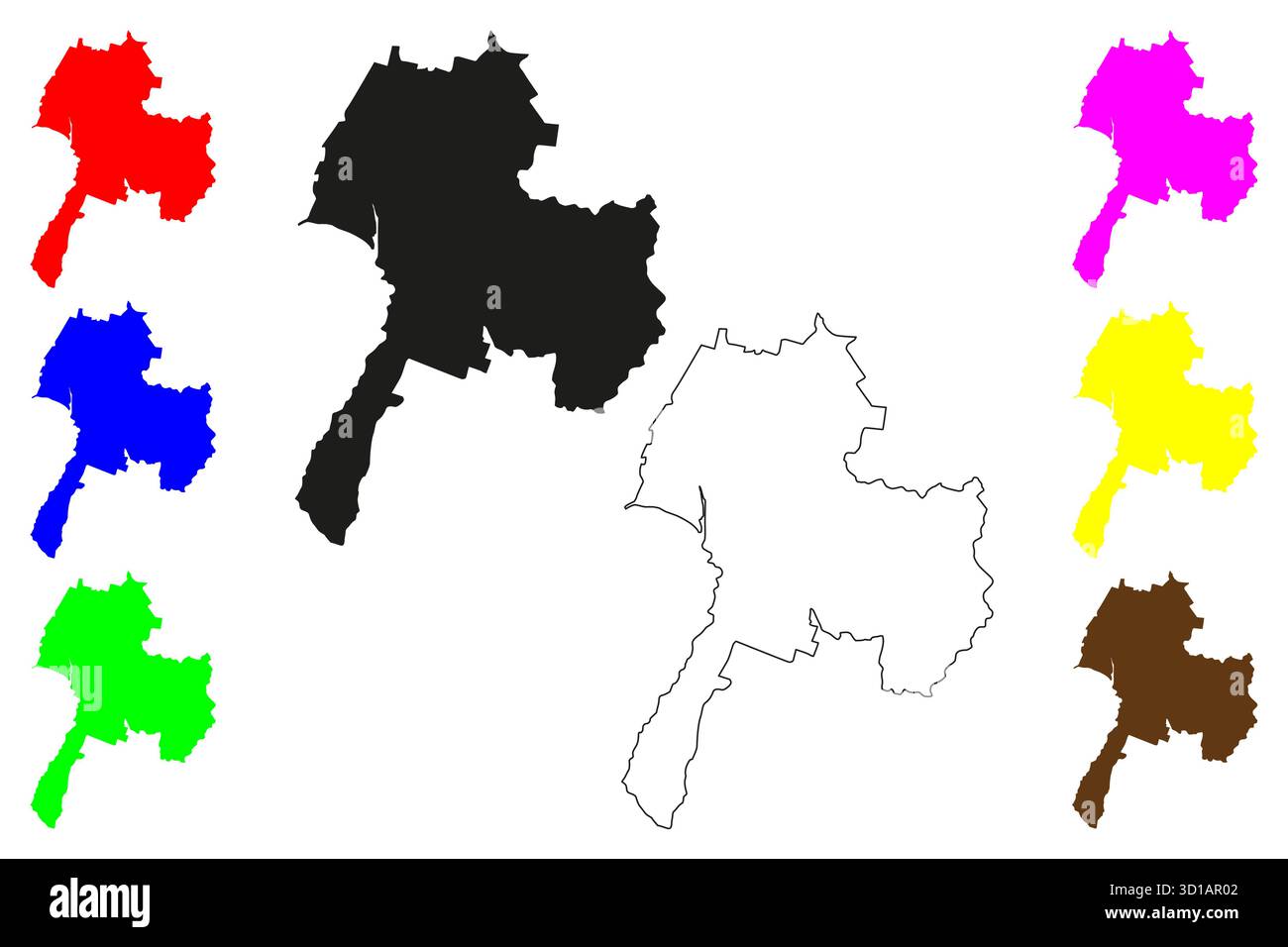 Lower Hutt city (New Zealand, North Island) map vector illustration ...