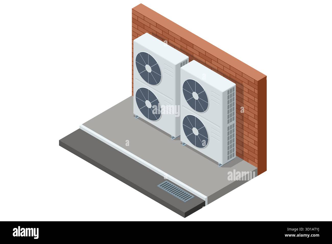 Isometric industrial air conditioning system with ventilation fans ...