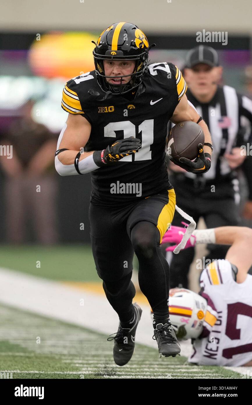 Iowa wide receiver Kaden Wetjen runs up field during the first half of ...