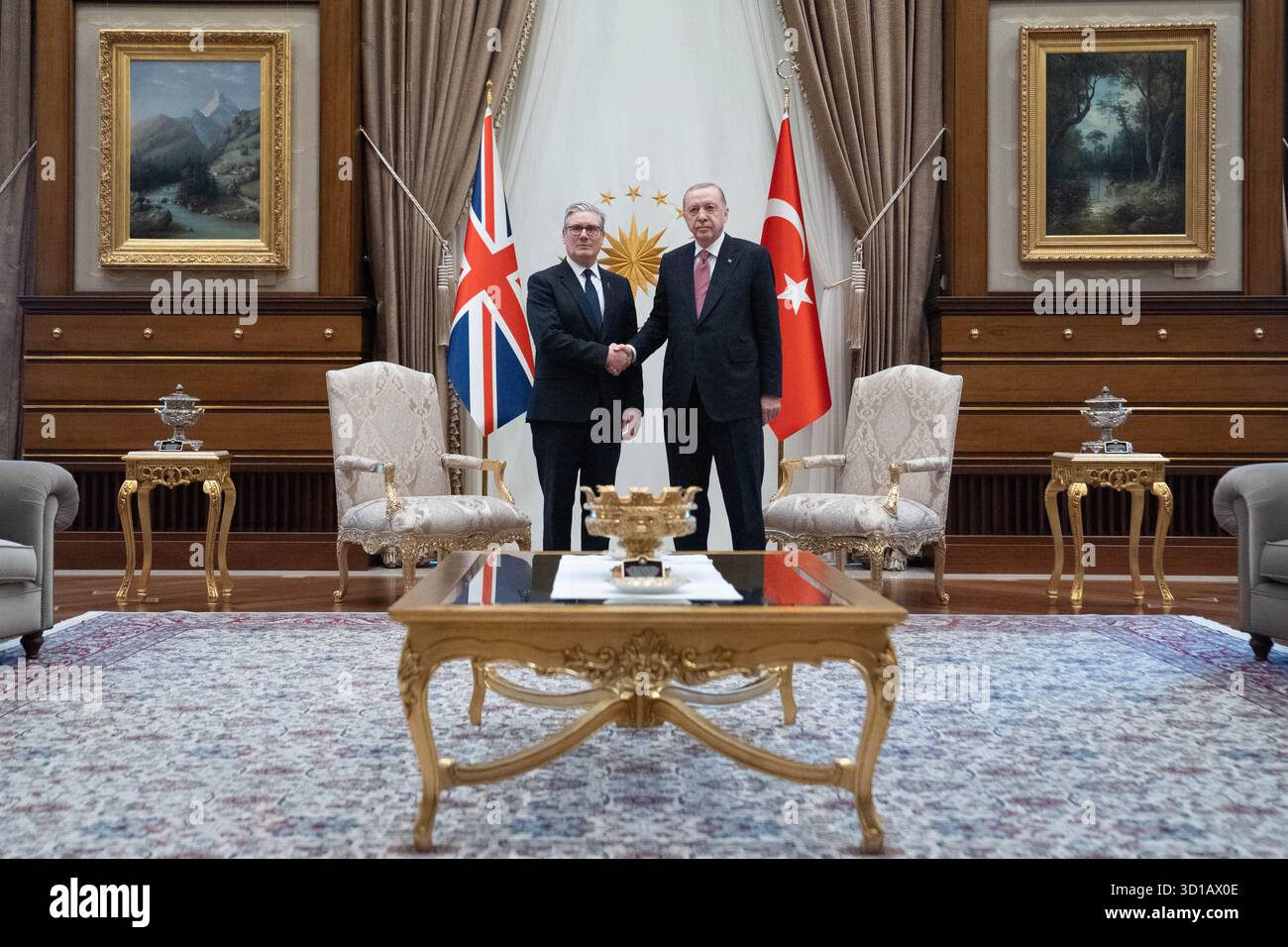 Prime Minister Sir Keir Starmer (left) meeting with Turkish President ...
