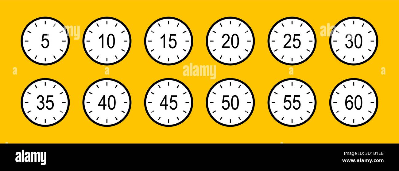 Countdown timer second, minutes. Clock symbols, stopwatch signs ...