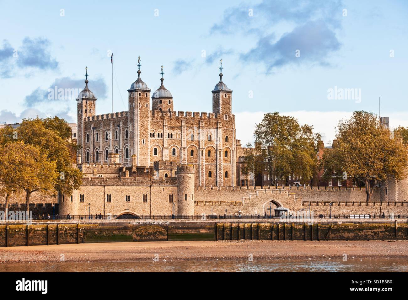 Historic Tower of London fortress and its medieval walls along the ...