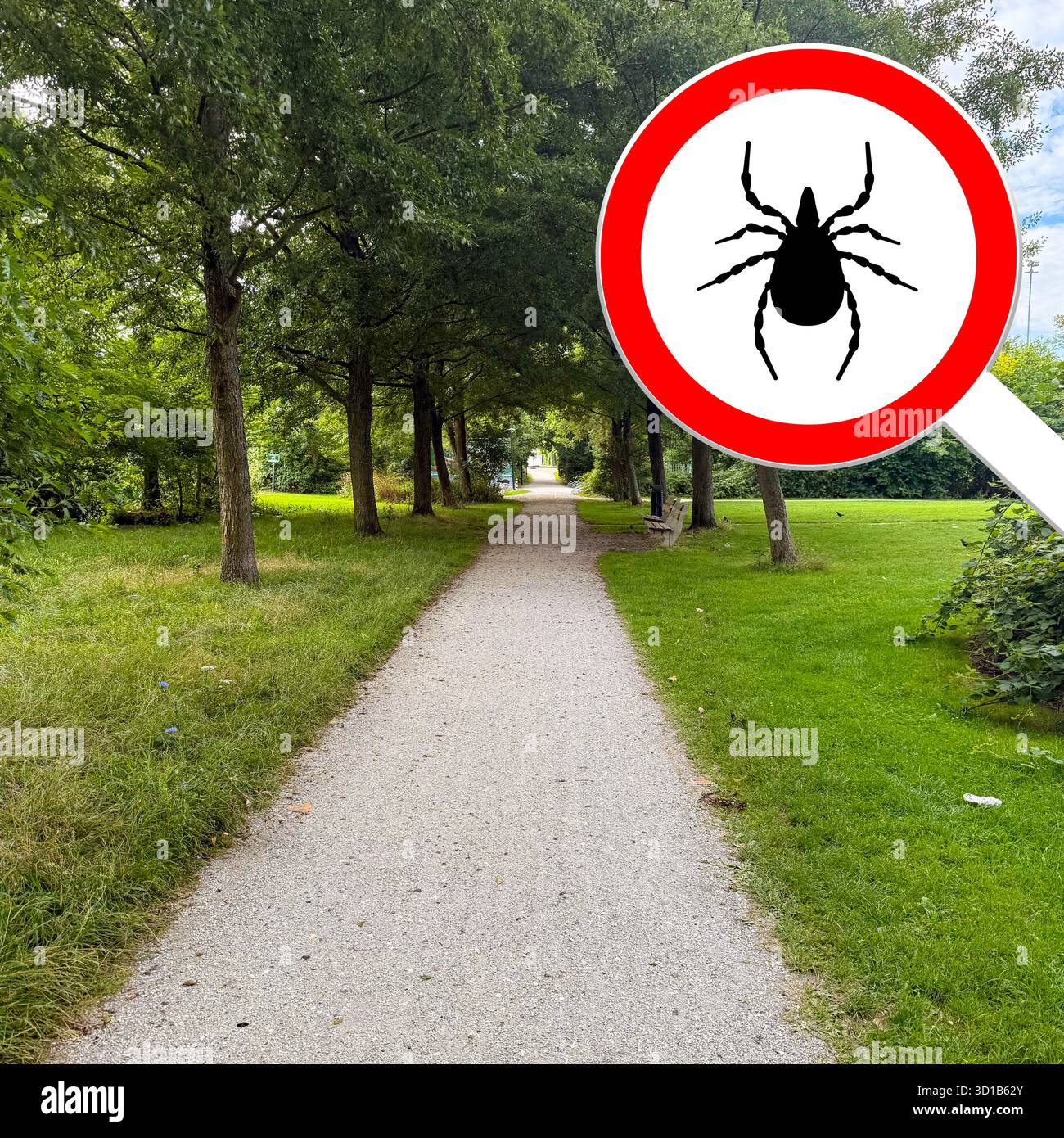Warning sign marking habitat of ticks outdoors Stock Photo - Alamy