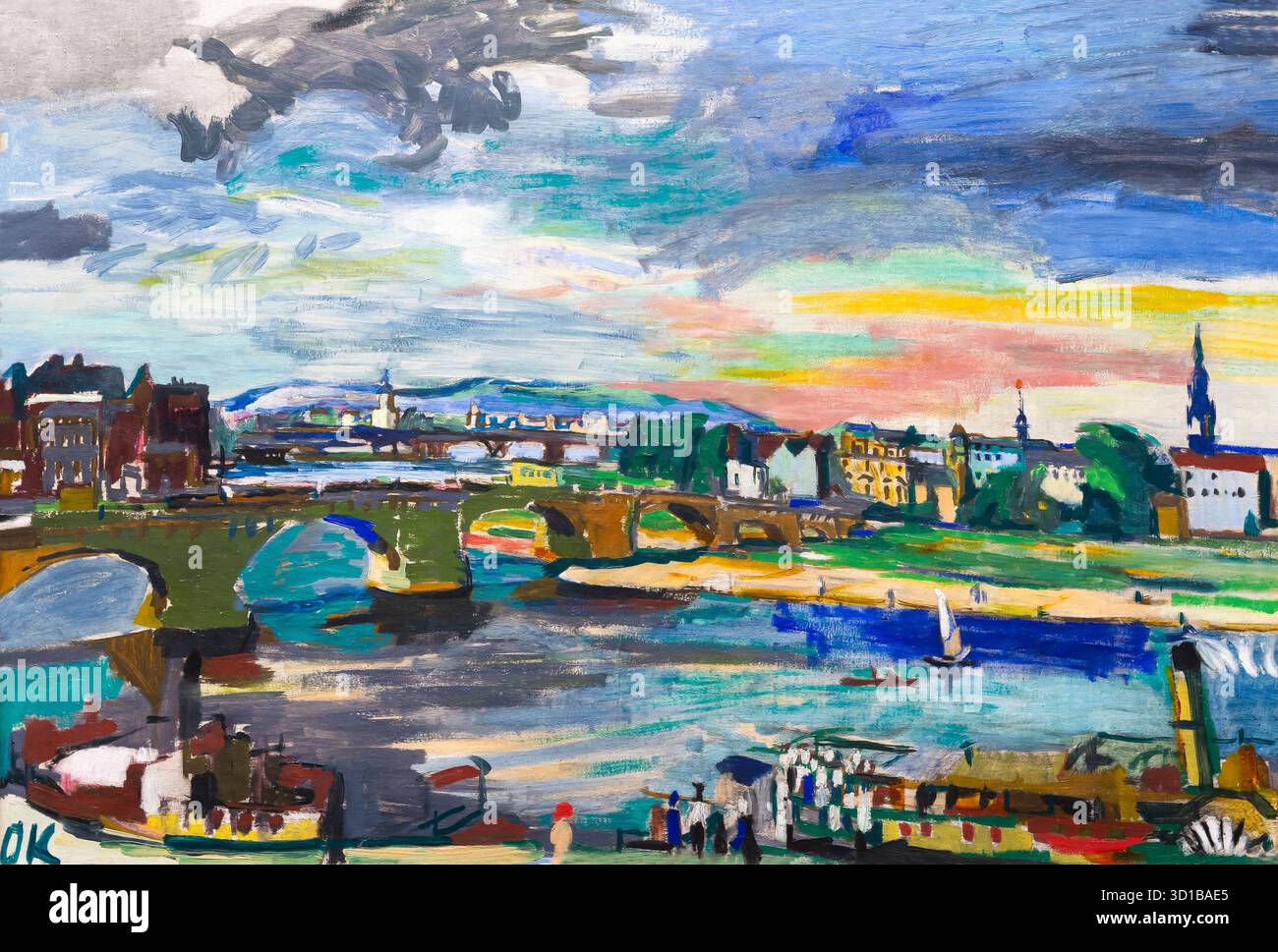 Dresden, Augustus Bridge with Steamer, Oskar Kokoschka, 1923, Albertina ...