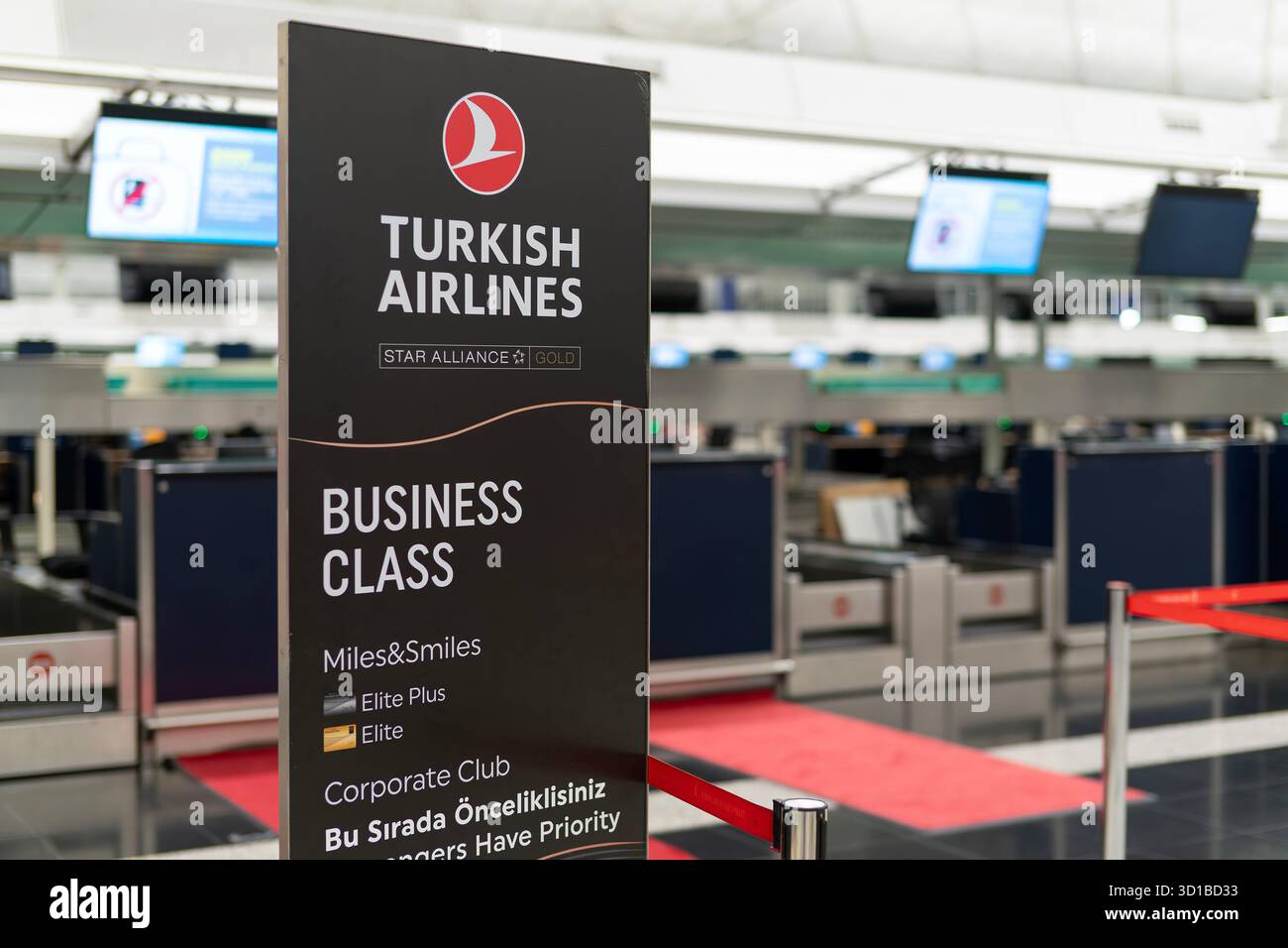 Hong Kong - September 20, 2025: Close up of a vertical check in sign ...