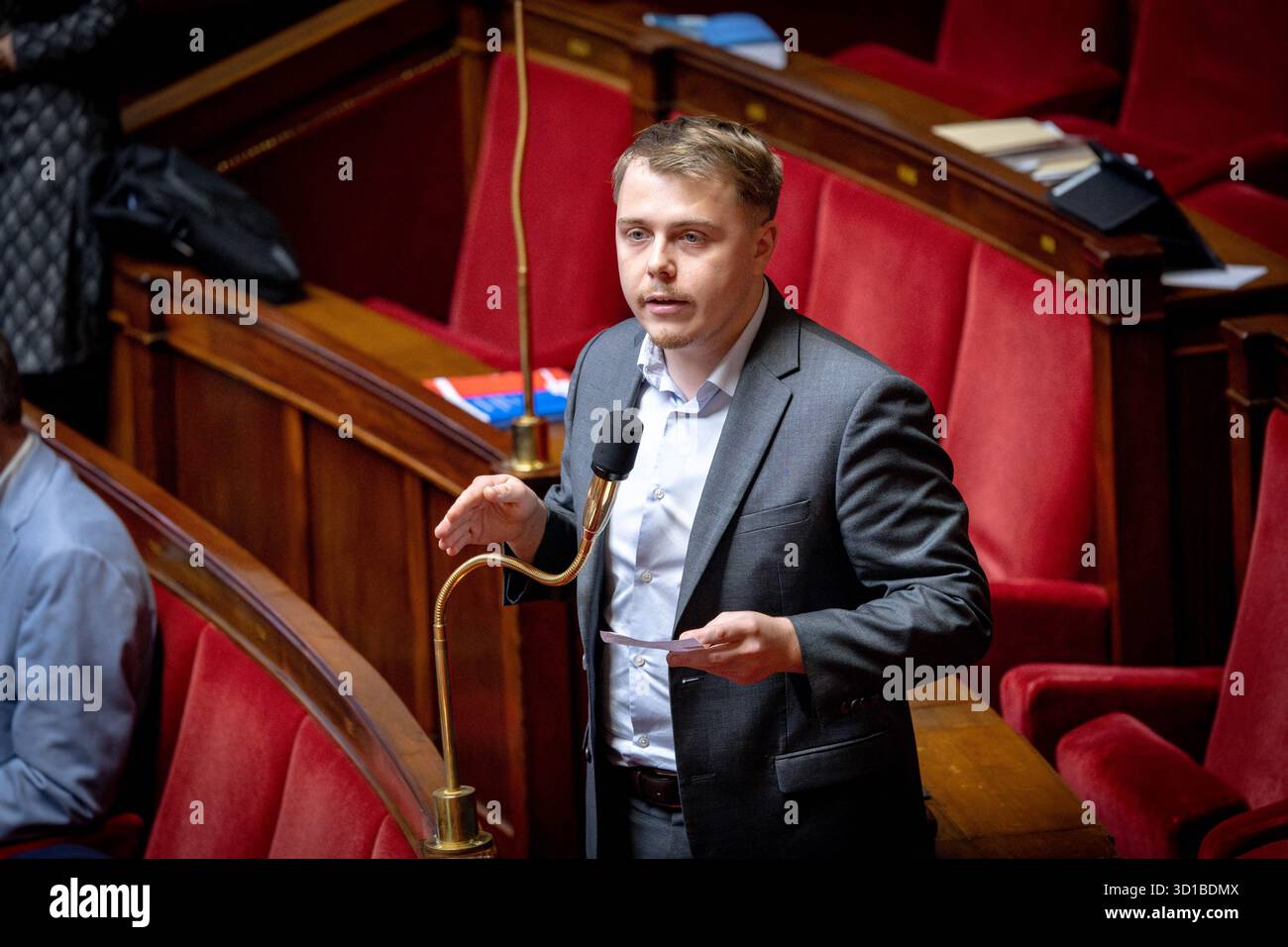 La France Insoumise - Nouveau Front Populaire's MP Louis Boyard attends ...