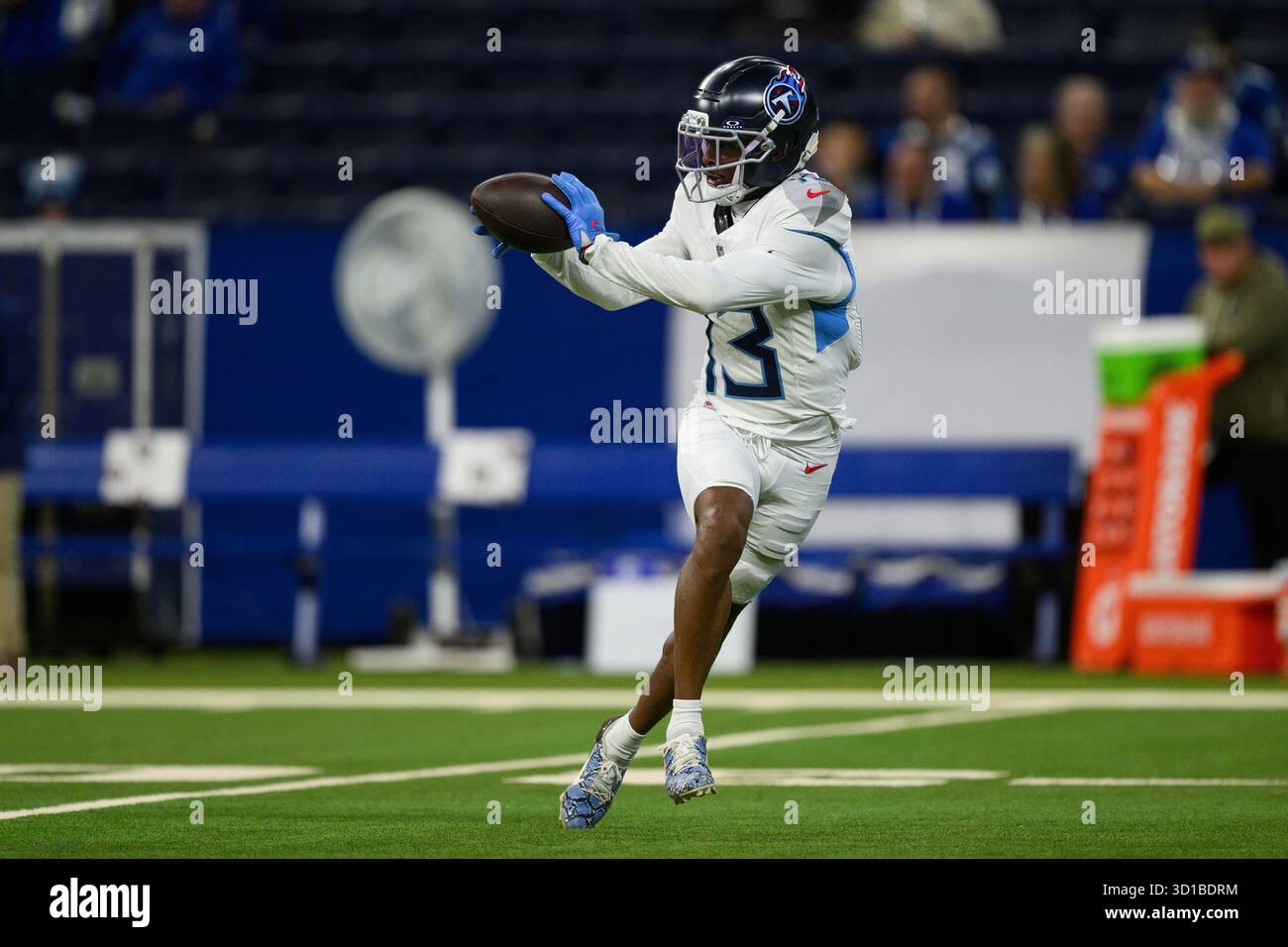 Tennessee Titans wide receiver James Proche II (13) warms up on the ...