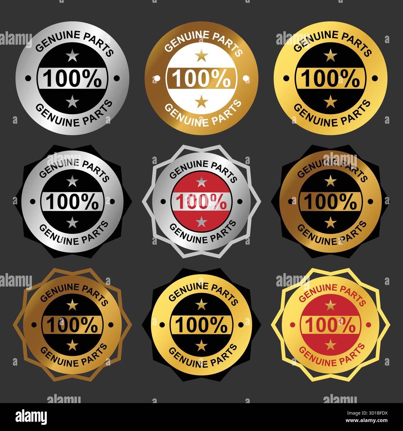 Genuine Parts 100 Percent Authentic Product Guarantee Badge Set Stock ...