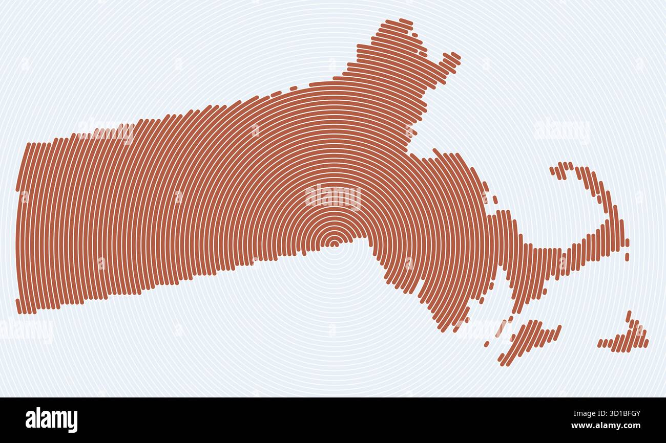 Massachusetts shape rings. State map formed by stacked circles ...