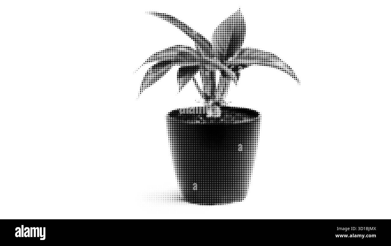 Halftone Plant Design Background. Stylish isolated office plants and ...
