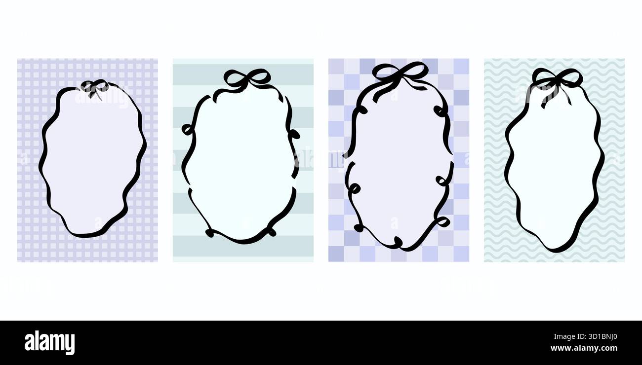Whimsical doodle frame border design inspired by vintage coquette ...