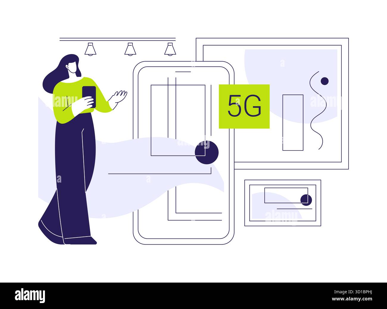 Augmented reality experience with 5G isolated cartoon vector ...