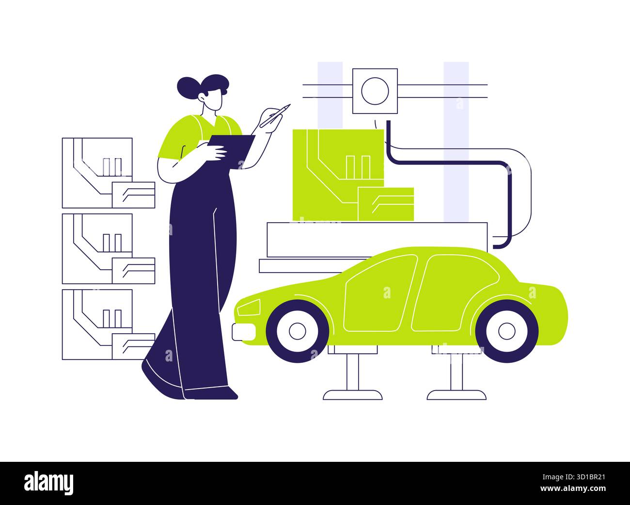3D printed automotive parts isolated cartoon vector illustrations Stock ...