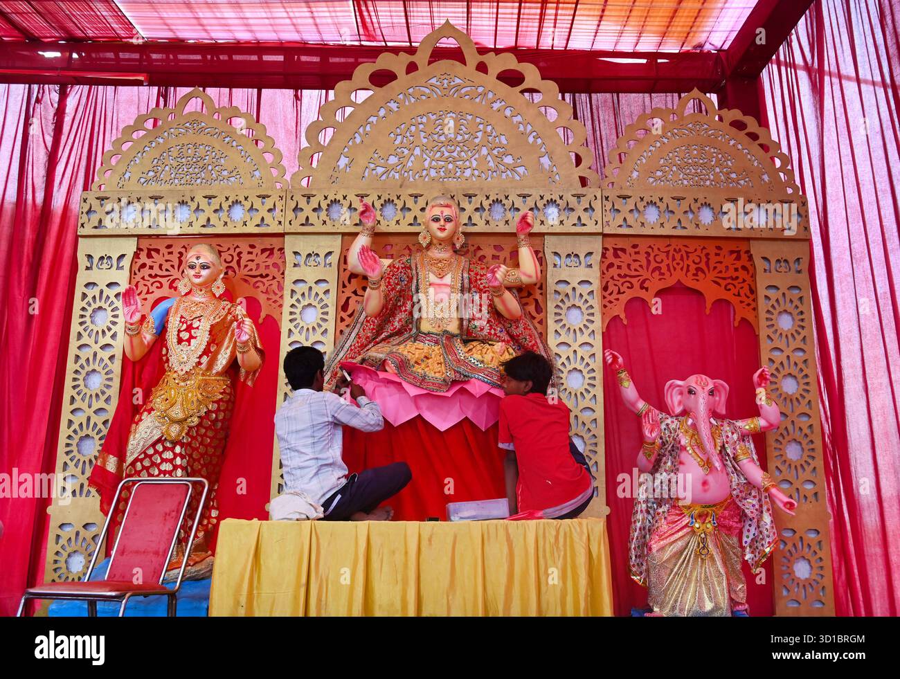 NOIDA,INDIA - OCTOBER 27: Artists giving final touches to the idols of ...