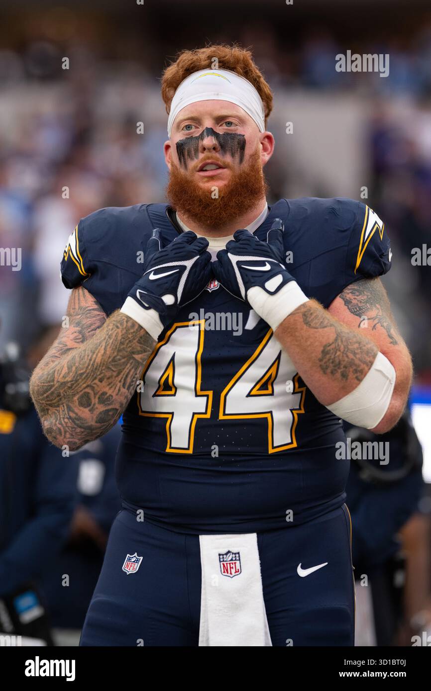 Los Angeles Chargers fullback Scott Matlock (44) stands for the ...