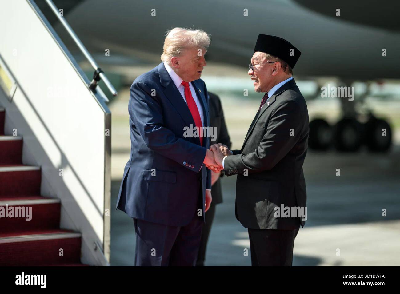 President Donald J. Trump is greeted by Malaysian Prime Minister Anwar ...