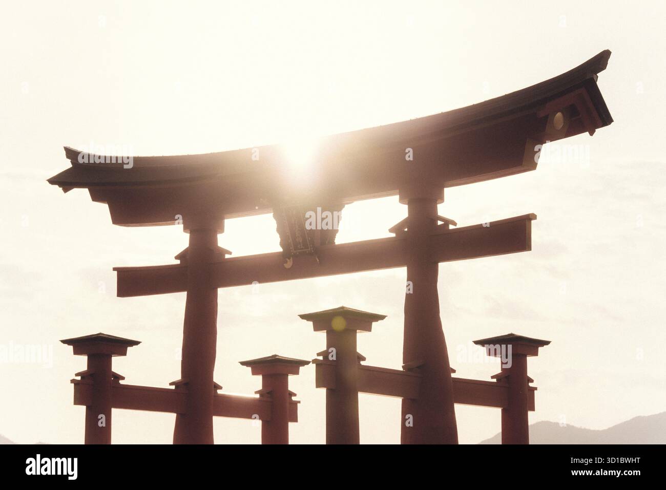 Sacred gate on the sacred island of Itsukushima in Japan and the ...