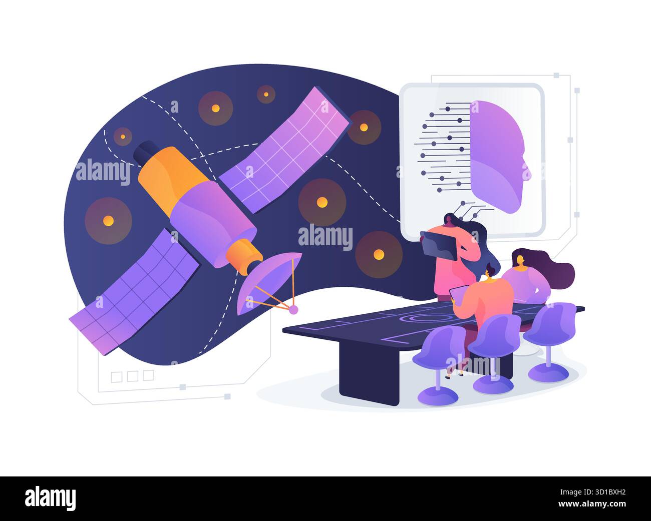 AI-Driven Satellite Constellation Maintenance abstract concept vector ...