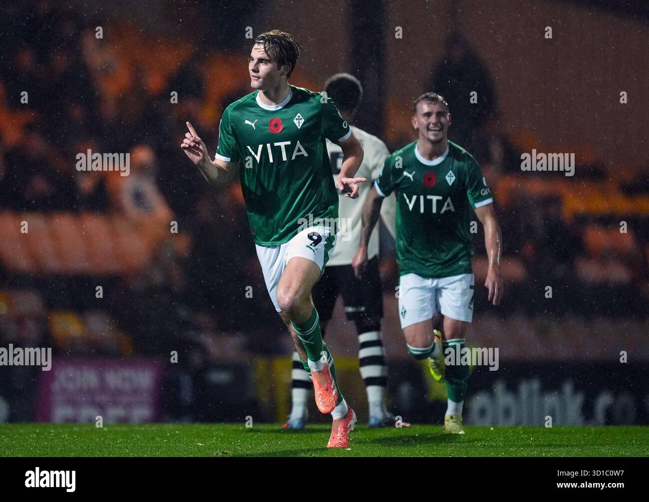 Stockport County's Nathan Lowe celebrates scoring their side's first ...