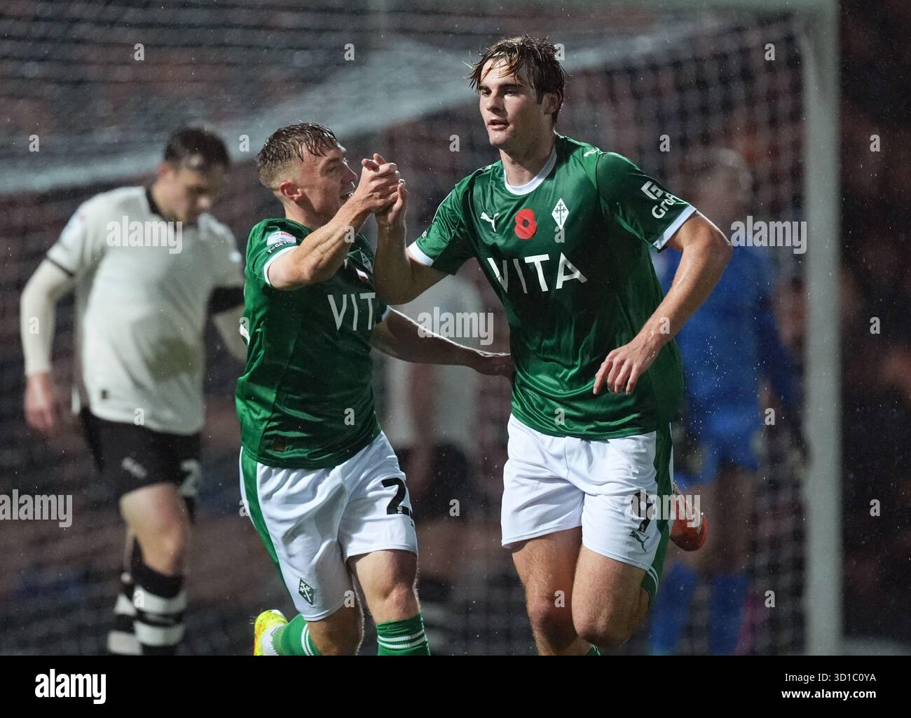 Stockport County's Nathan Lowe celebrates scoring their side's first ...