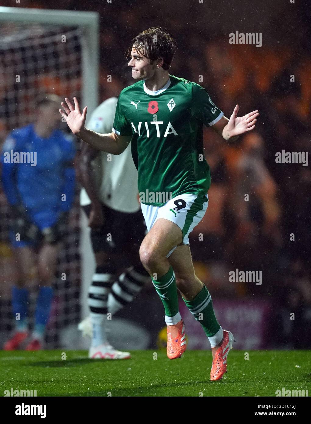 Stockport County's Nathan Lowe celebrates scoring their side's first ...