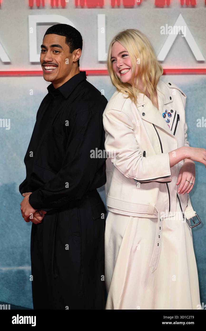 London, UK. October 27th, 2025. Dimitrius Koloamatangi and Elle Fanning ...