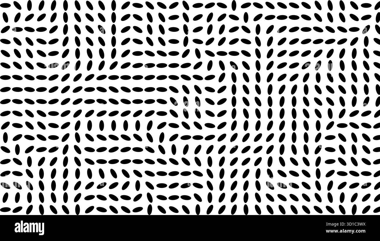 Black and white geometric optical illusion pattern with oval shapes ...