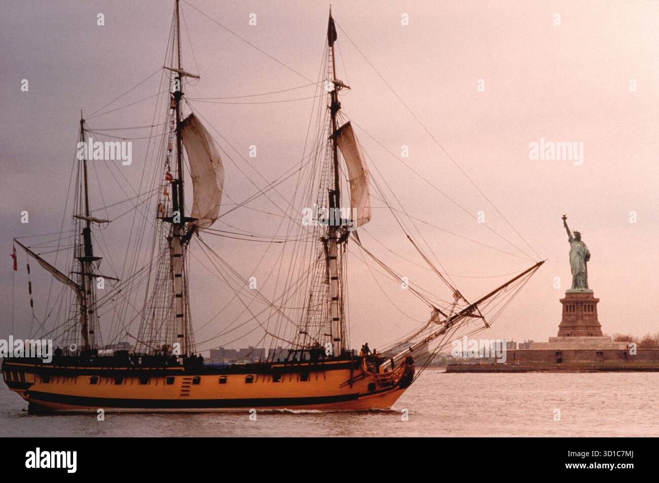 Replica of the HMS Rose, with Statue of Liberty in background, seen ...