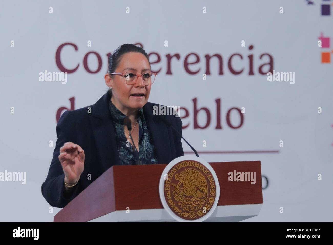Gisel Galeano, Federal Attorney General speaks during a news conference ...