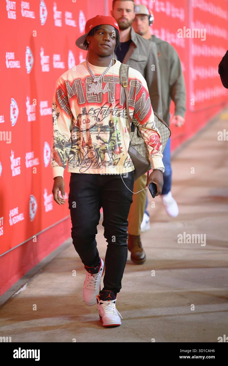 Washington Commanders running back Jacory Croskey-Merritt arrives at ...