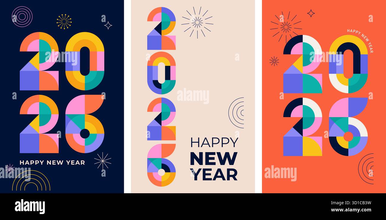 Colorful geometric New Year 2026 banner Stock Vector Image & Art - Alamy