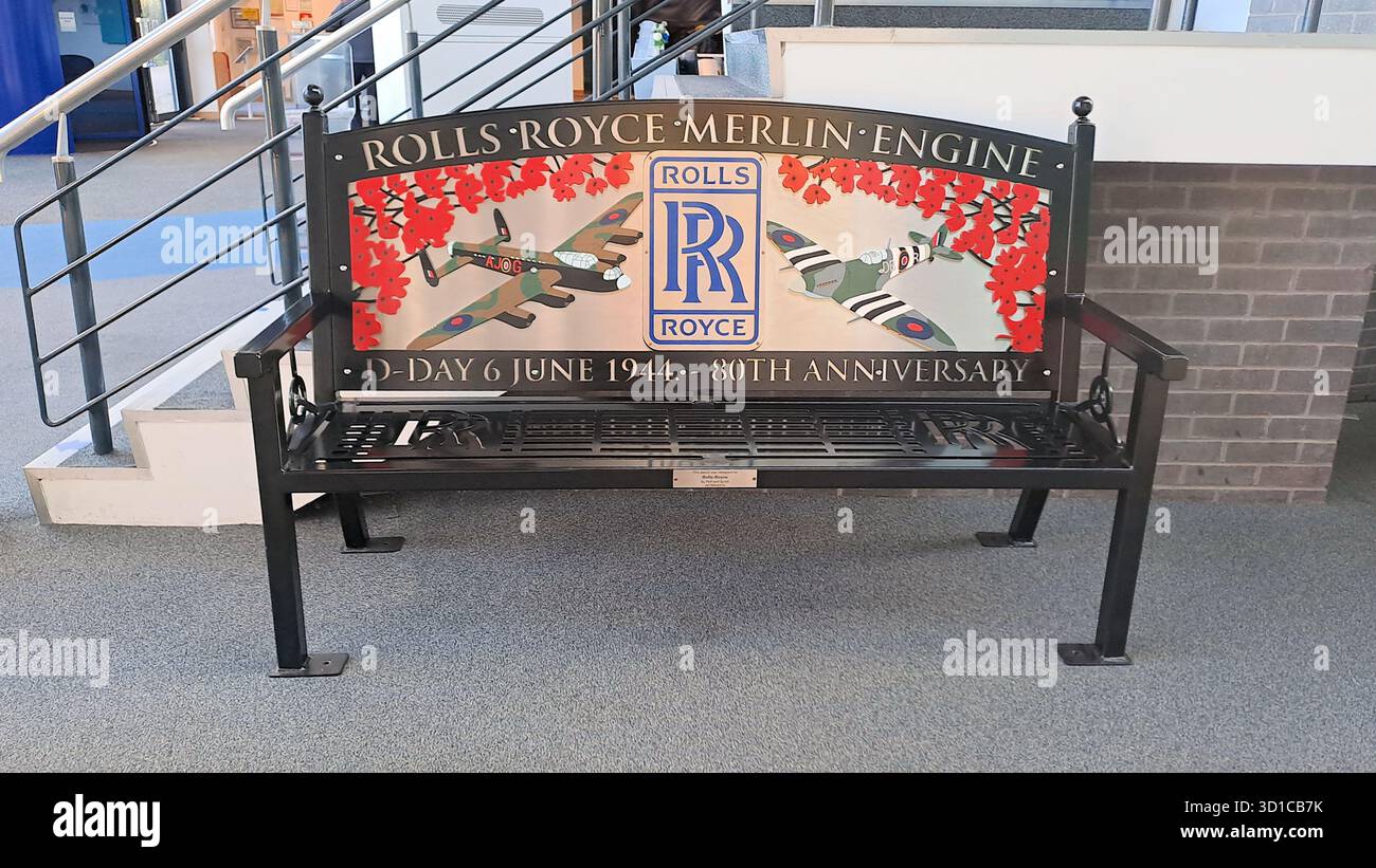 Special rolled steel bench commissioned by Rolls Royce to mark the 80th ...