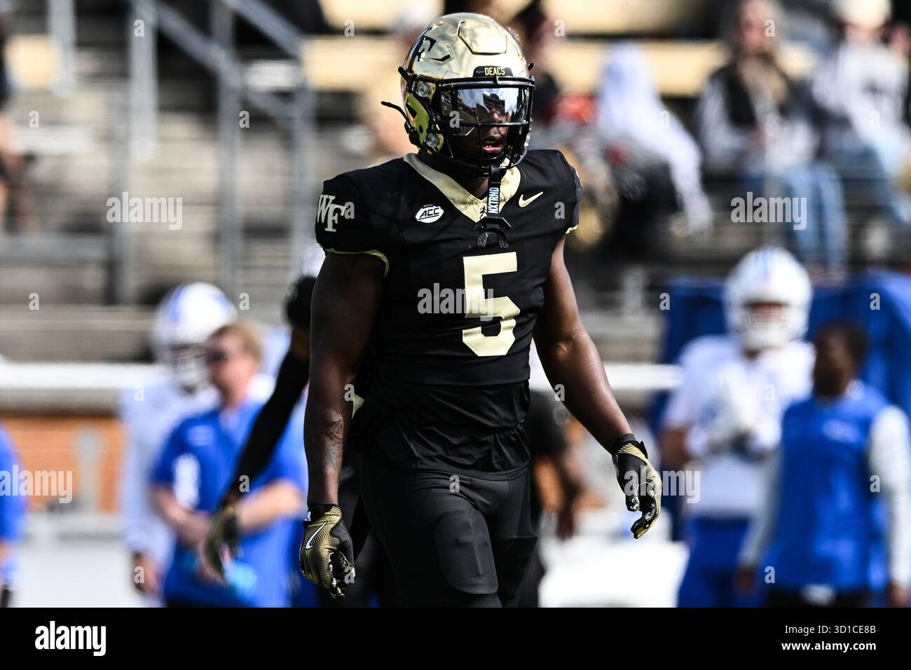 Wake Forest defensive back Davaughn Patterson (5) looks on during the ...