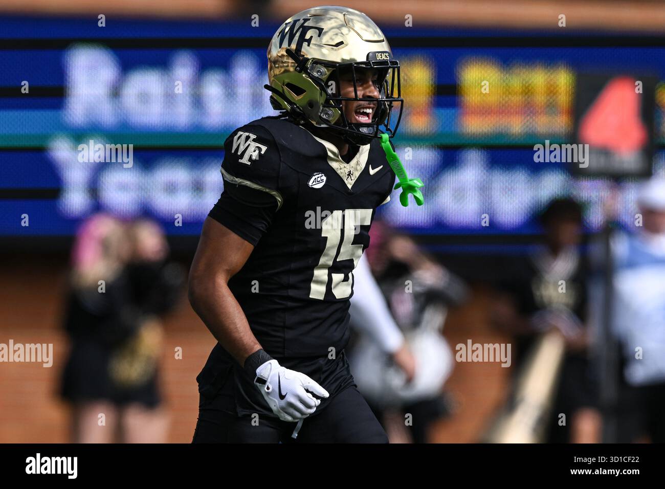 Wake Forest defensive back Devin Cook (15) looks on during the first half of an NCAA college ...
