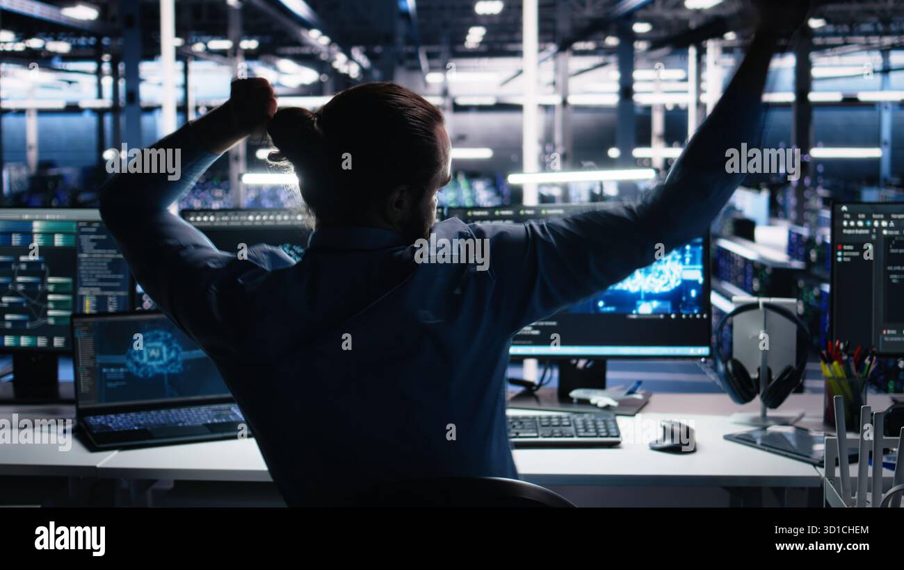 Overjoyed data center engineer hi-res stock photography and images - Alamy