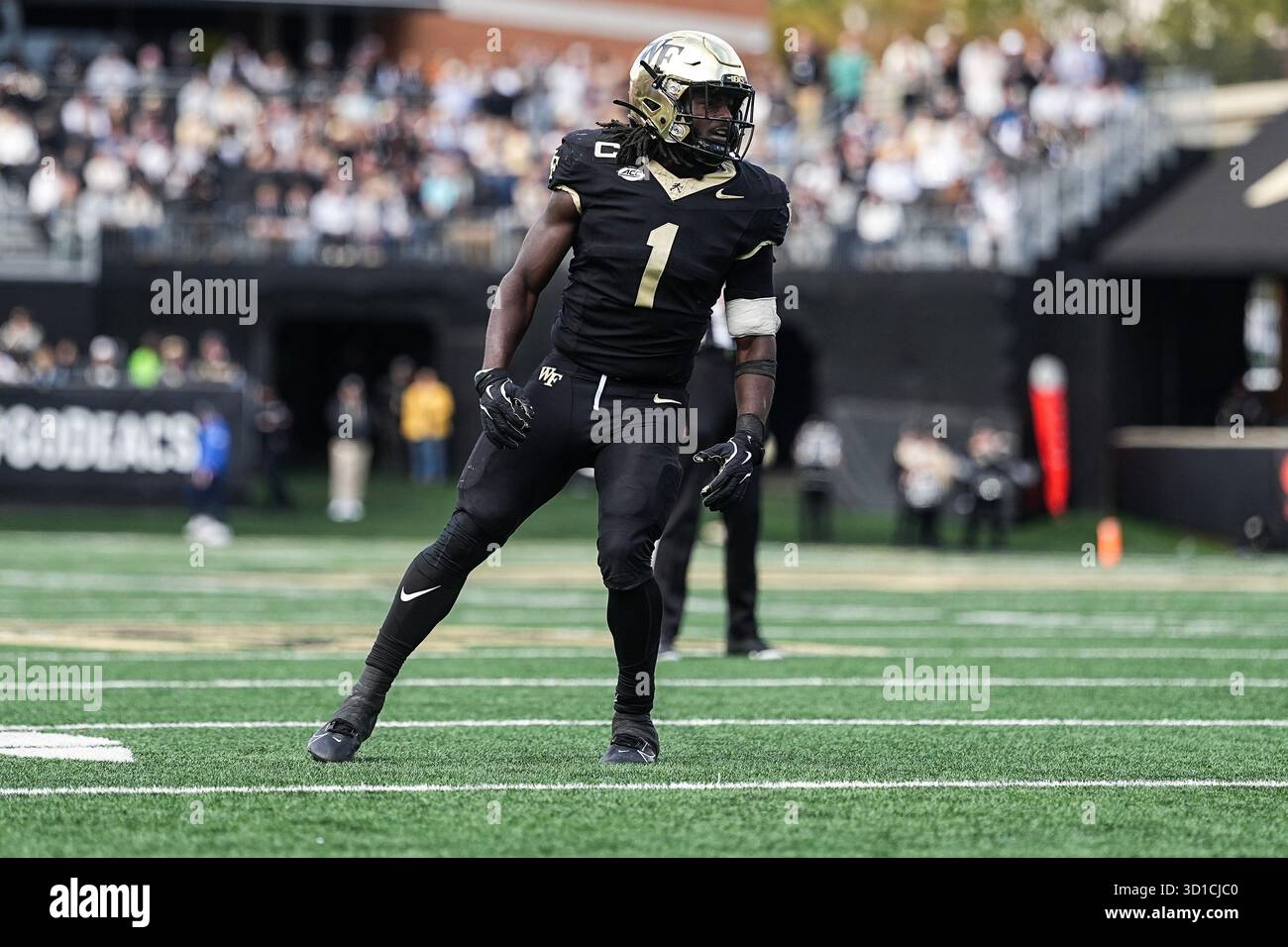 Wake Forest running back Demond Claiborne (1) looks on during the ...