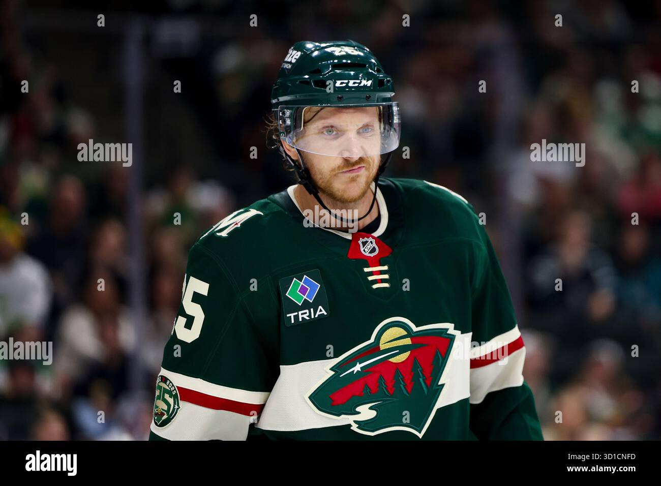 Minnesota Wild defenseman Jonas Brodin reacts during the second period ...